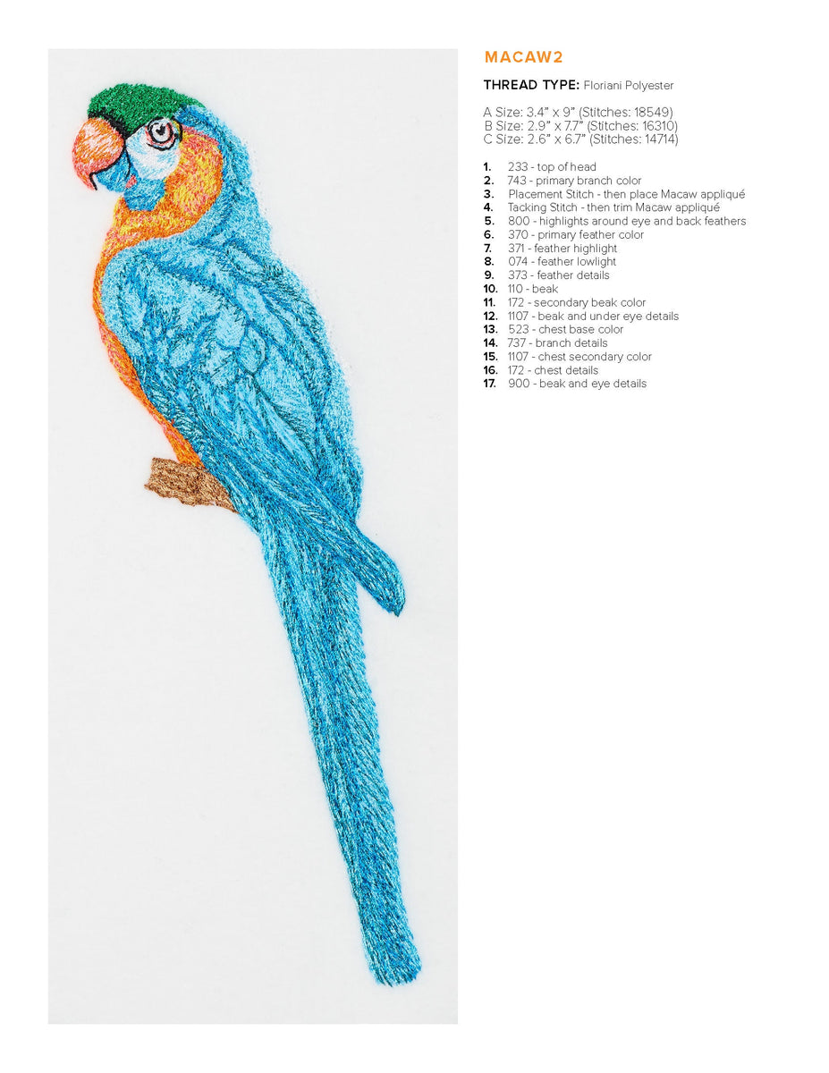 MACAW| EARLYMAYEMBROIDERY