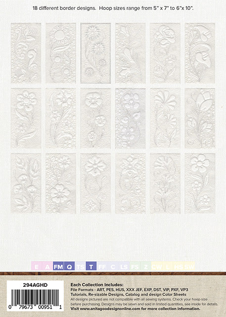 Mini - Botanical Trapunto Borders| EARLYMAYEMBROIDERY